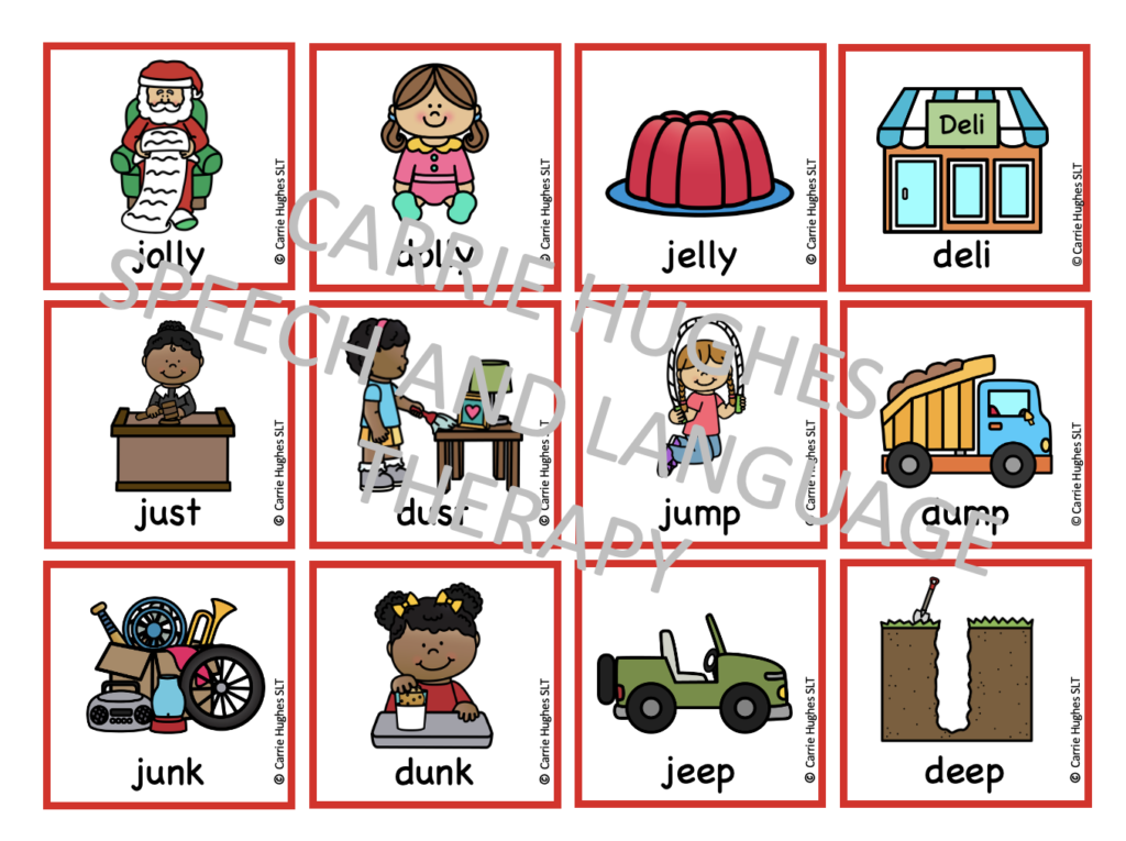 MINIMAL PAIRS /dʒ/ vs. /d/ - PICTURE AND WORD CARDS - Carrie Hughes SLT